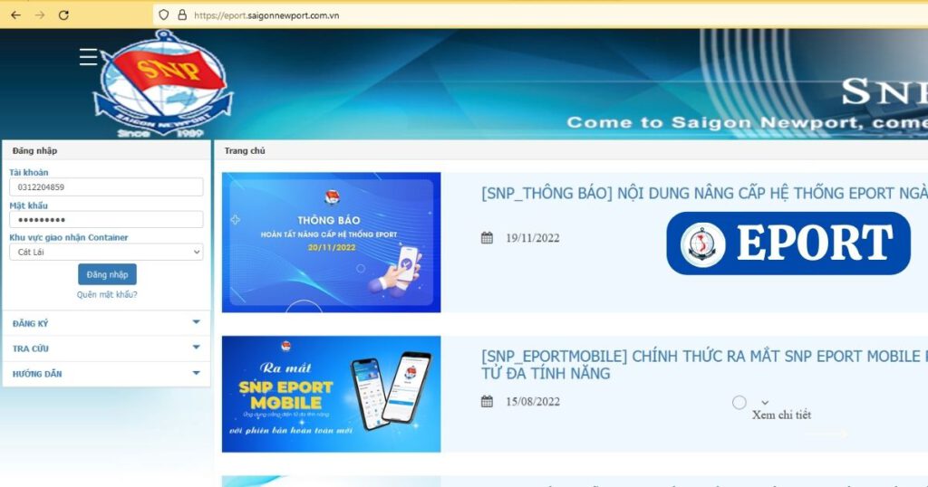 Hướng Dẫn Đăng Ký Tài Khoản Eport - Dong Phuong Logistics