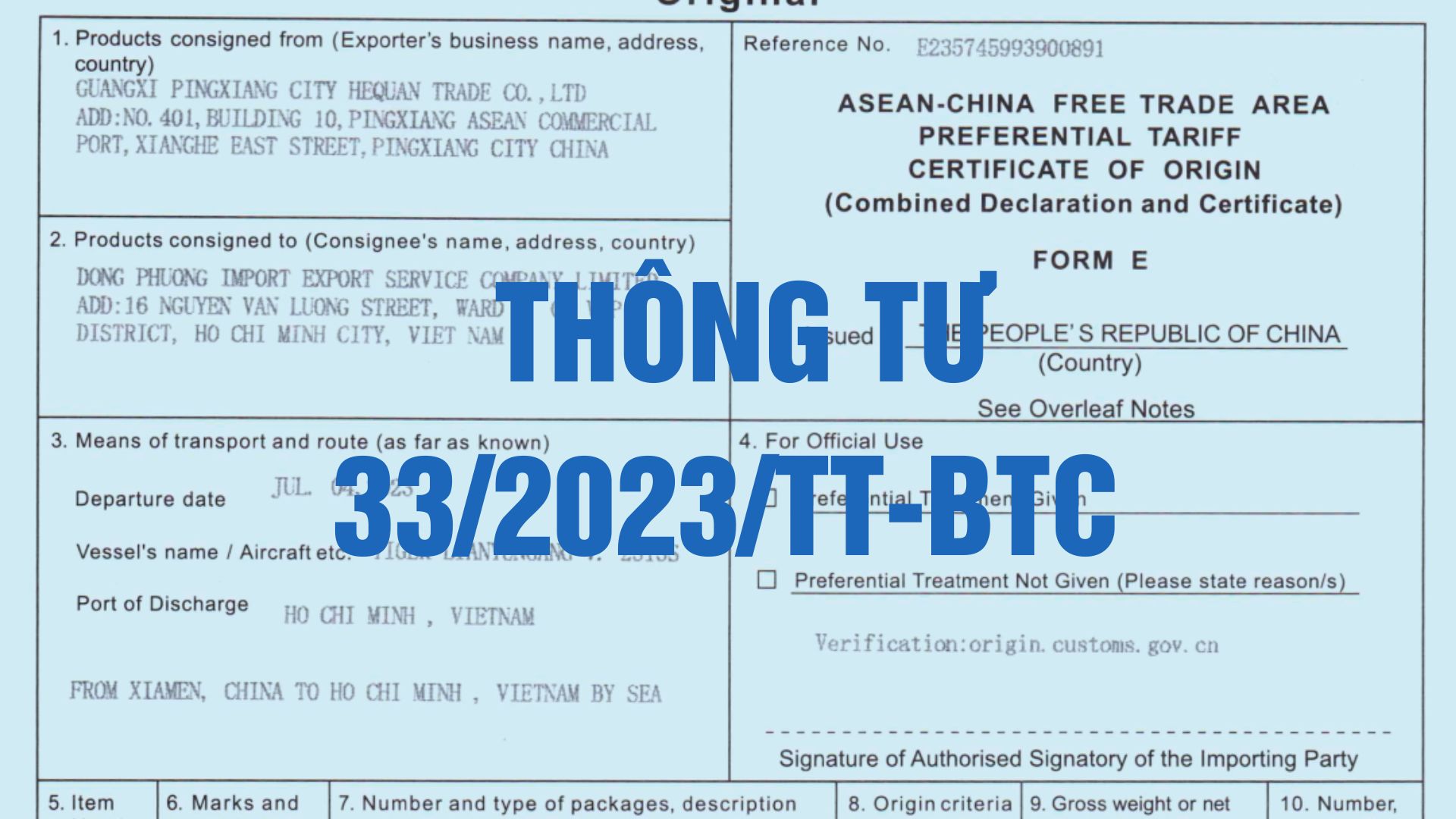 Thông tư 33/2023/TT-BTC quy định về xác định xuất xứ hàng hóa xuất nhập ...