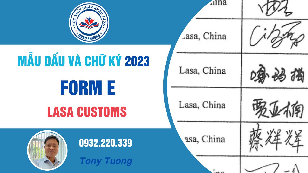 Mẫu dấu và chữ ký form E 2023 Lasa Customs