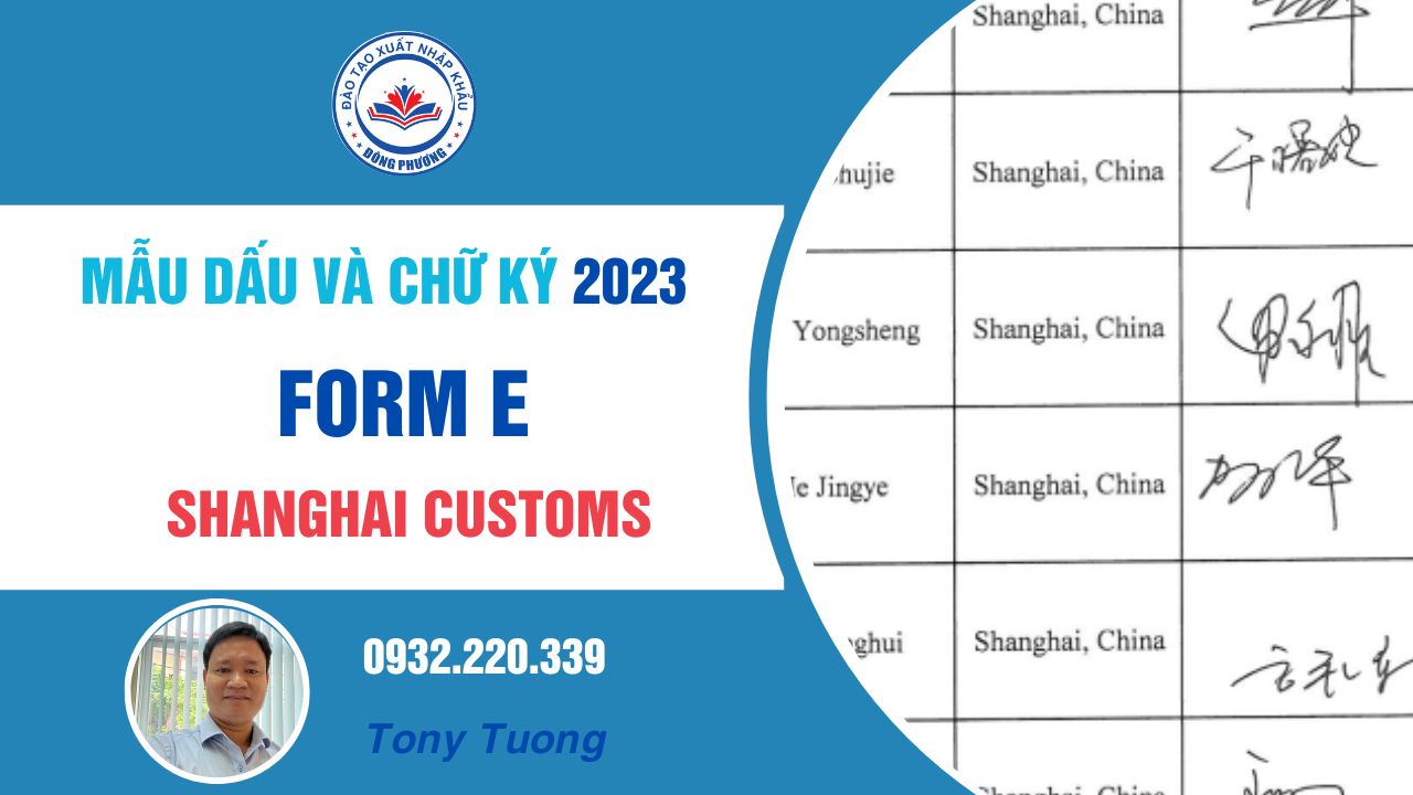 Mẫu dấu và chữ ký form E 2023 Shanghai Customs